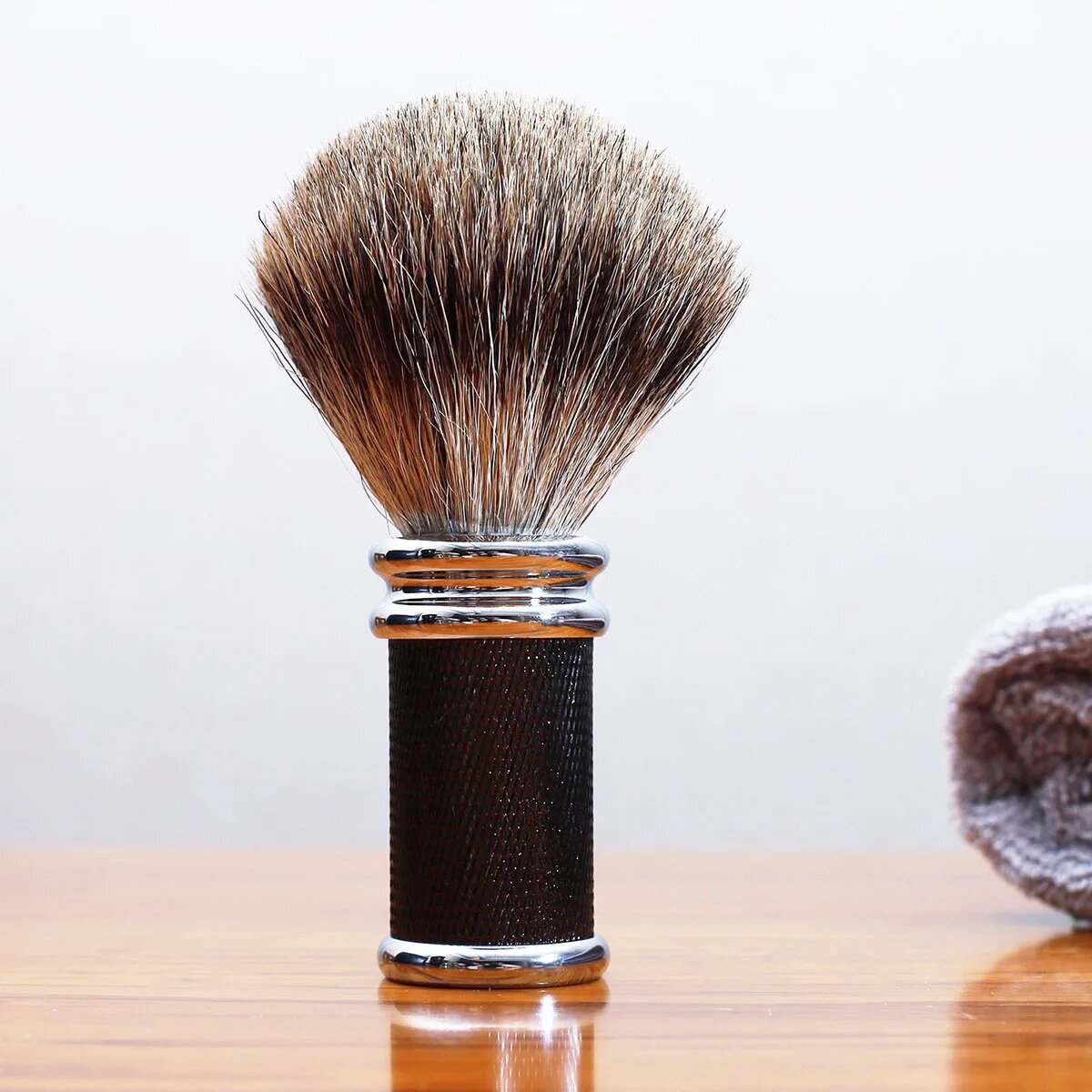 Мужская кисть для бритья Badger Hair Aluminum Black brush
