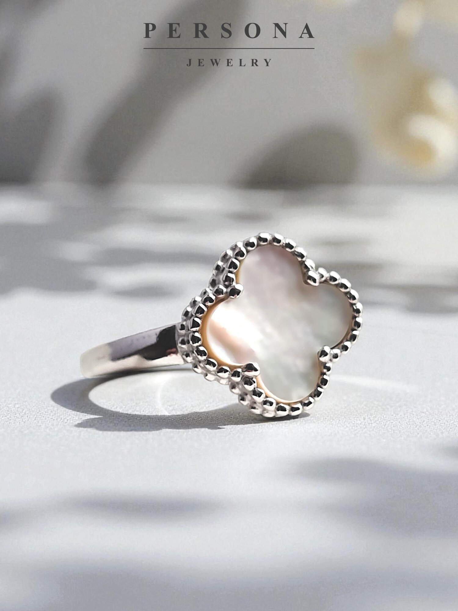 Кольцо, серебро, 925 проба, родирование, перламутр