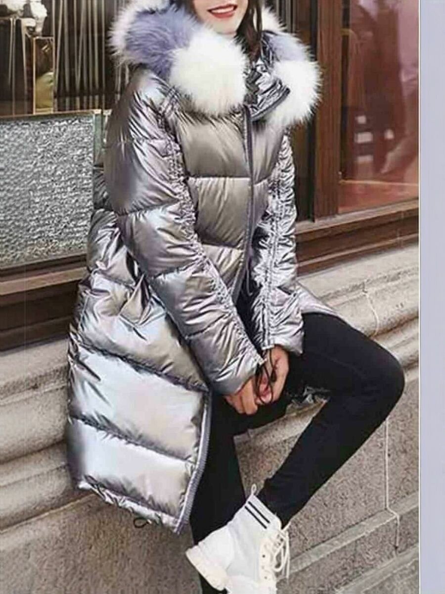 Пуховик  зимний с капюшоном и мехом удлиненный до -15 -20, пальто на зиму утепленное, удлиненная куртка женская теплая