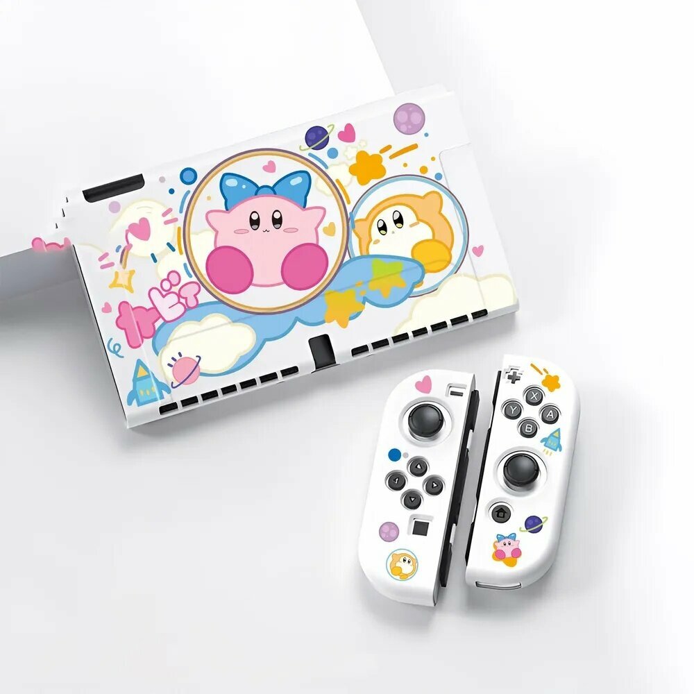 Силиконовый защитный чехол на игровую приставку Nintendo Switch Oled, мягкий чехол из TPU Kirby