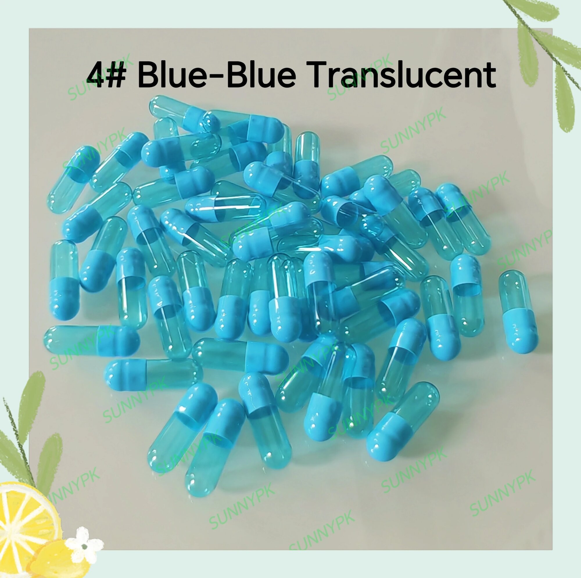 SUNNYPK Желатиновые Пустые Капсулы Размер 4 1000 шт Seperated Capsule, BlueBlueTransluent