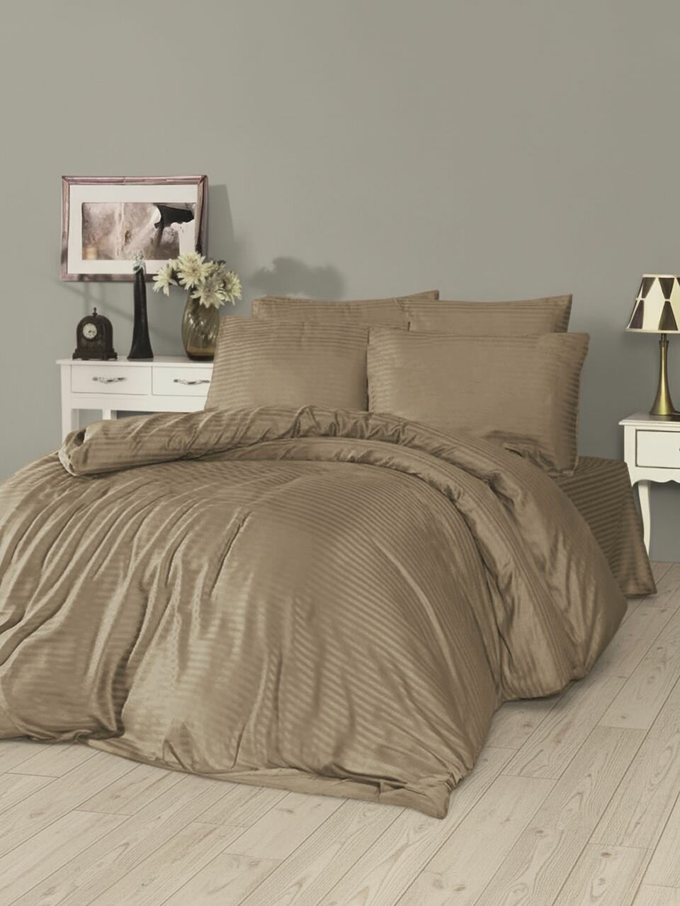 Пододеяльник страйп-сатин 150х200 - 125 - "Миндаль" 1х1