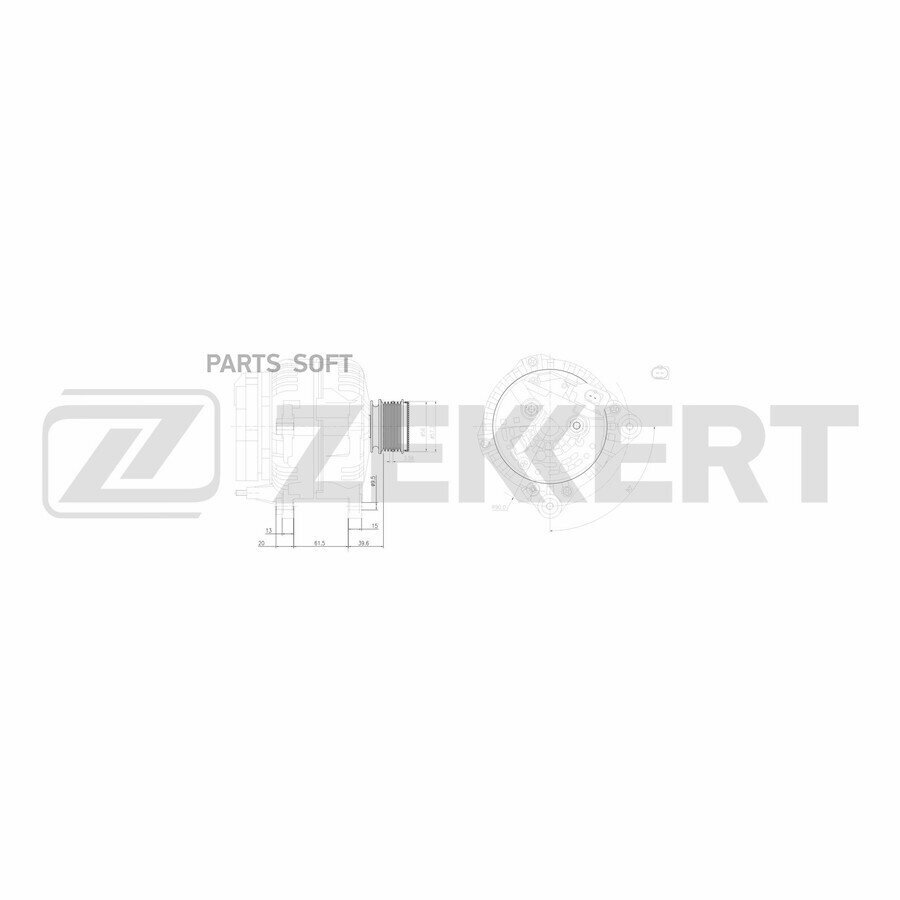 ZEKKERT GE-1032 Генератор VW Passat VI 05- Tiguan 07- Golf V VI 03- Jetta V 05- Audi A4 II 00- A3 II 03- A1 1 ()