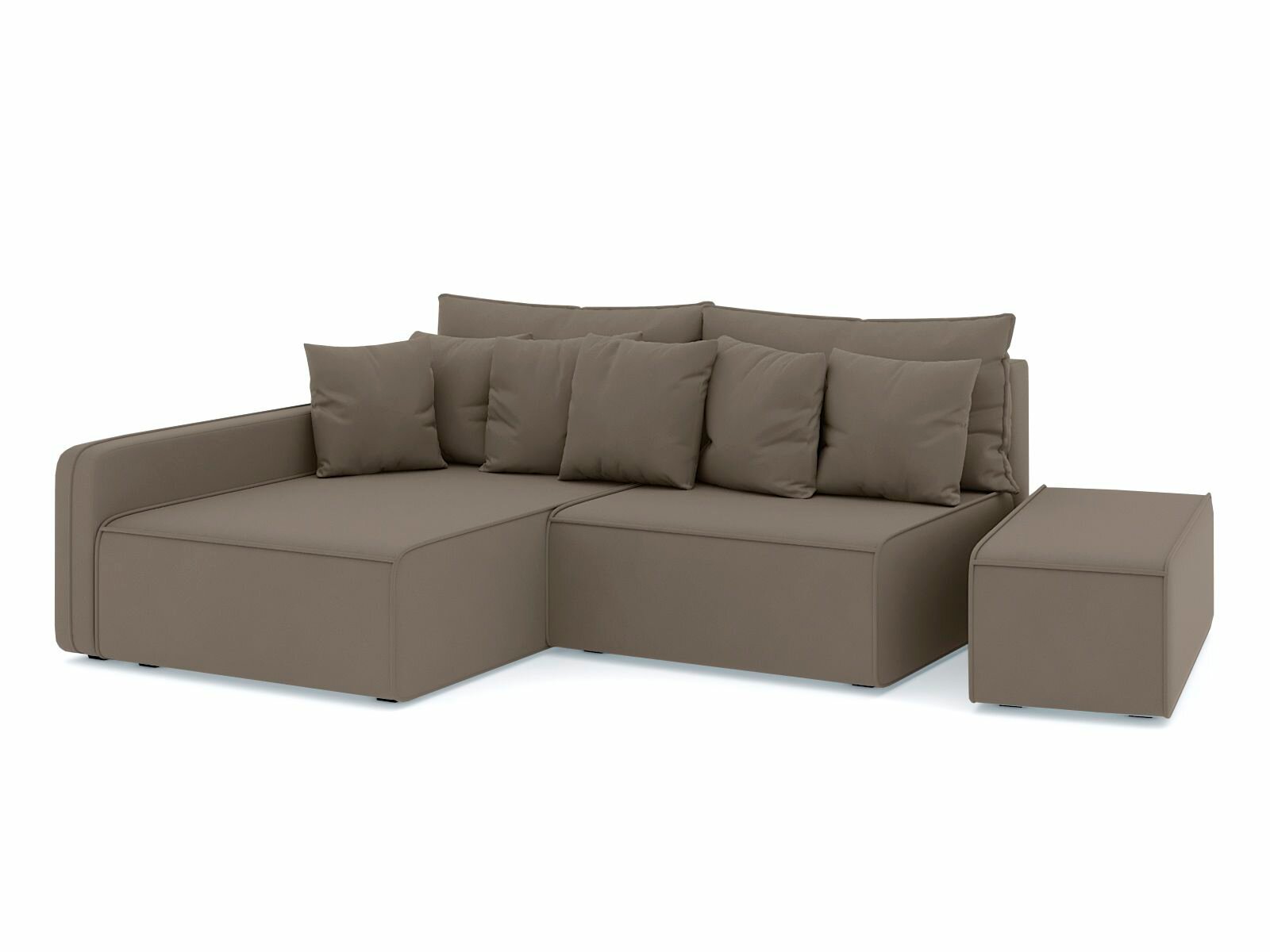 Угловой диван Портленд, еврокнижка, НПБ, угол левый/правый, велюр Зара Лайт Браун 05