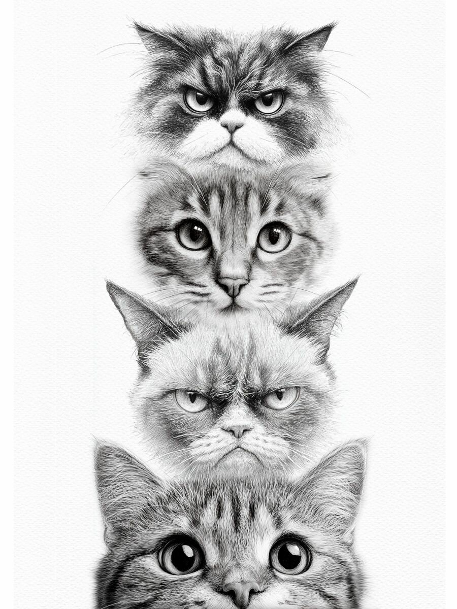 Постер "Котята". Высокое качество. А3 (297*420). Горячее ламинирование.