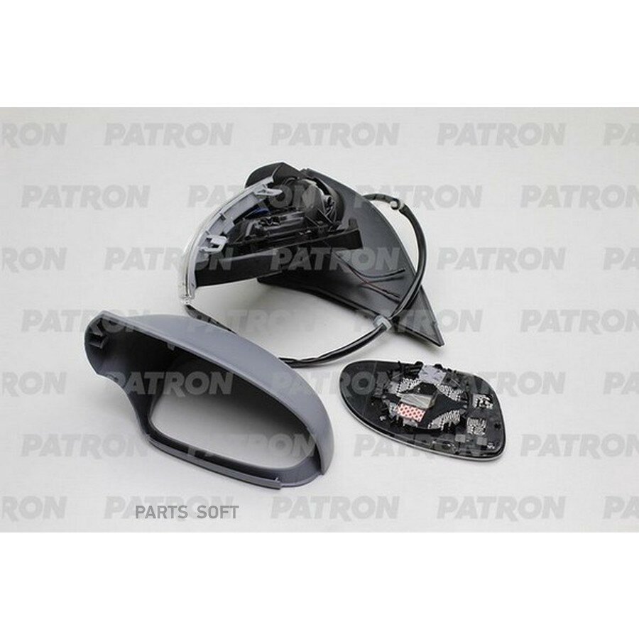 Зеркало наружное в сборе лев, электр, с подогр, асферич, грунт, с указат повор VW: GOLF V - 03-08 от официального дистрибьютора, PATRON, артикул PMG4012M01