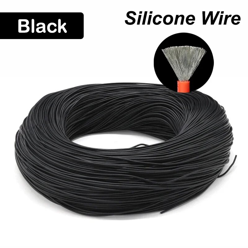 Мягкий силиконовый медный кабель 30-20 AWG 24AWG, черный, 5M