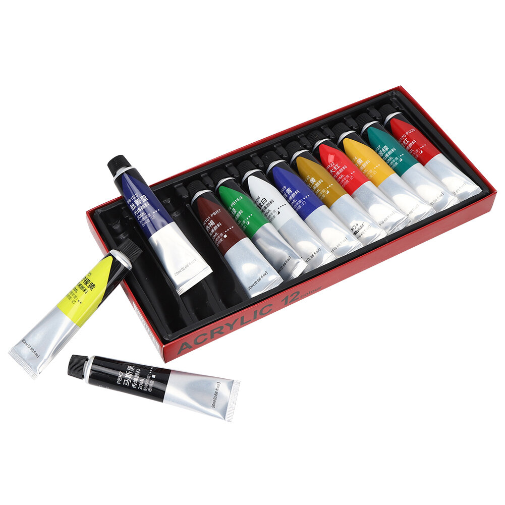 Набор из 12 акриловых красок для ручной росписи стен, тюбики с пигментами для рисования и живописи.