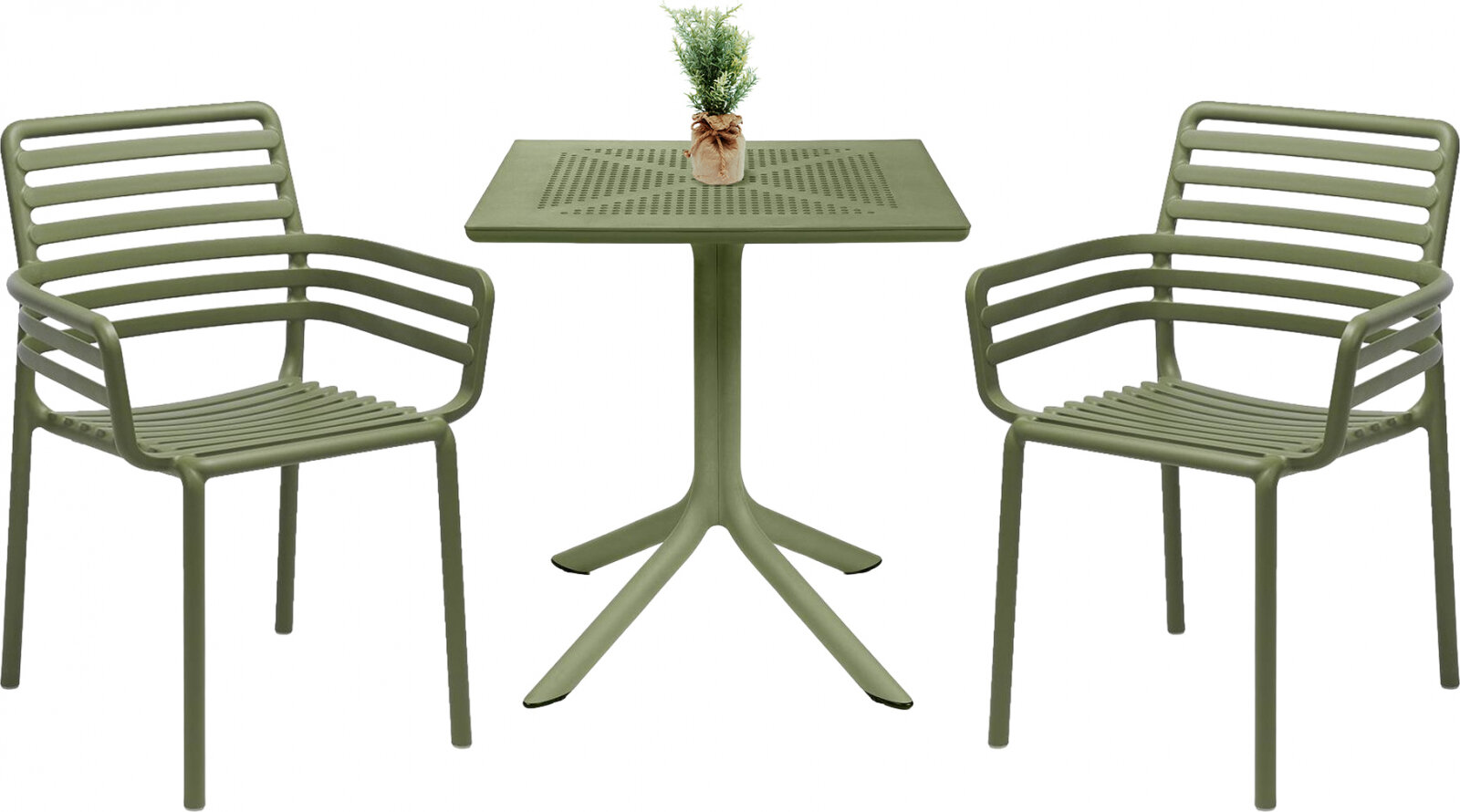 Комплект обеденной уличной мебели на 2 персоны Nardi Clip 70 Doga, агава