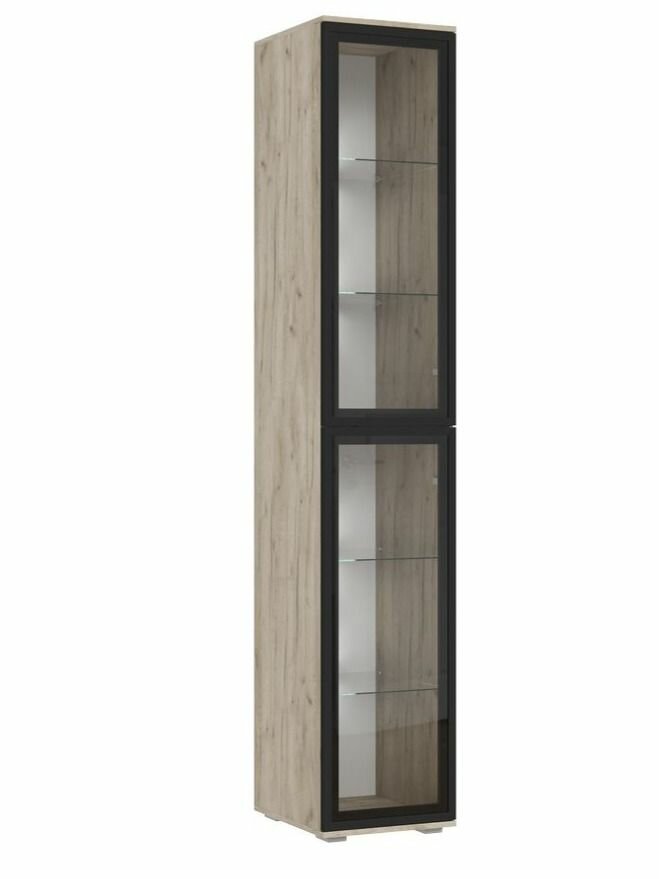 Норд Пенал-стекло 400 мм с подсветкой Дуб Крафт серый