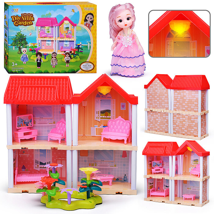 Дом для куклы 666-B3A-3 "Вилла" с мебелью, в коробке