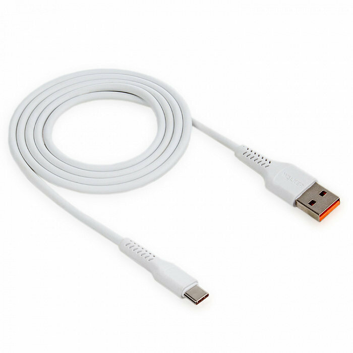 Кабель usb type-c 2.4а, поддержка qc, пластиковая изоляция, белый, «walker» c315