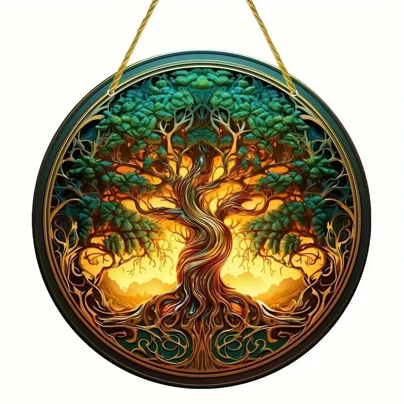 Классическая круглая вывеска «Древо жизни», подвесная деревянная табличка, стена/комната/дома/ресторан/бар/кафе/дверь/двор/гараж