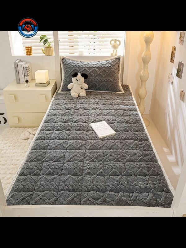 Матрас из молочного флиса, 20090 см, серый тёплый и мягкий топпер для зимнего сна, гипоаллергенный и дышащий, машинная стирка, универсальный для кровати, дивана или пола