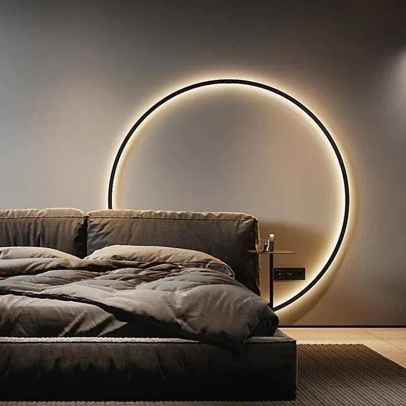 LED настенный светильник xiuxiu круглый черный/золотой Gold, 3 Colors Changeable, D60cm