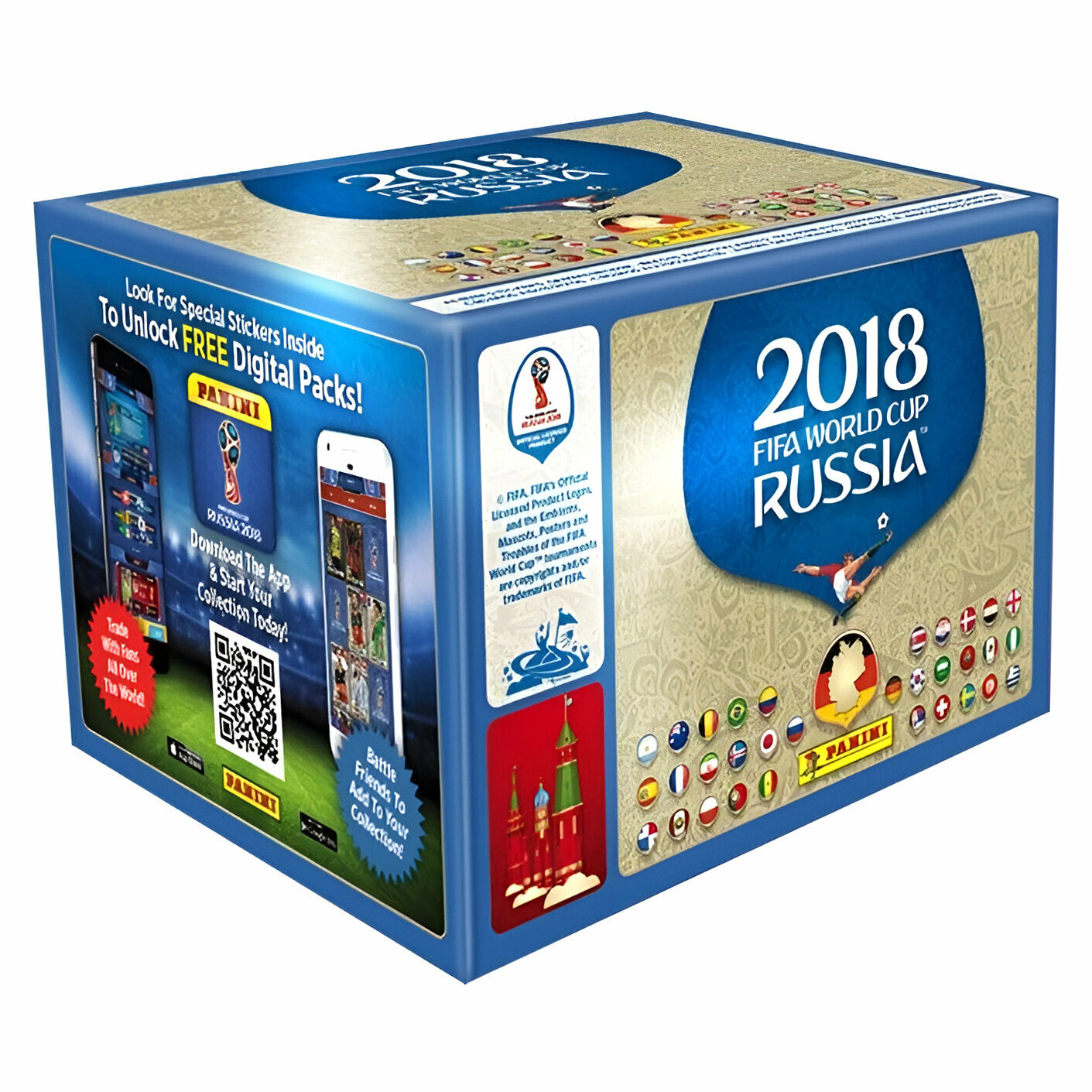 Наклейки для коллекционирования Panini Чемпионат мира по футболу FIFA 2018, бокс - 500 наклеек