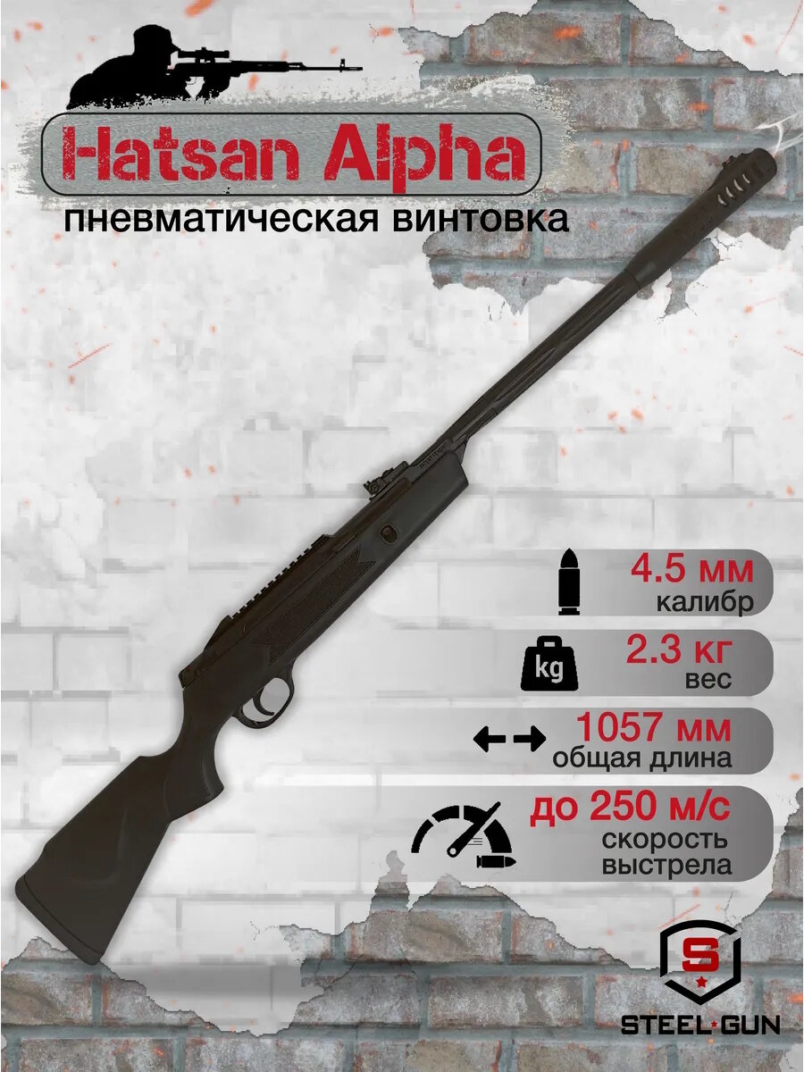 Пневматическая винтовка Hatsan Alpha (пластик), пружинно-поршневая, 4.5 мм, 3 Дж