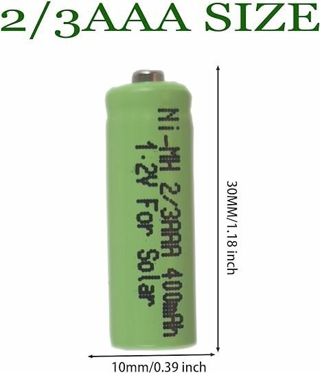 Аккумулятор 2/3 AAA NI-MH 1.2v 400mah 28x10мм 5 шт, не батарейка типа ААА