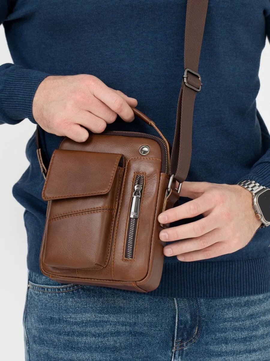 Сумка натуральная кожа через плечо