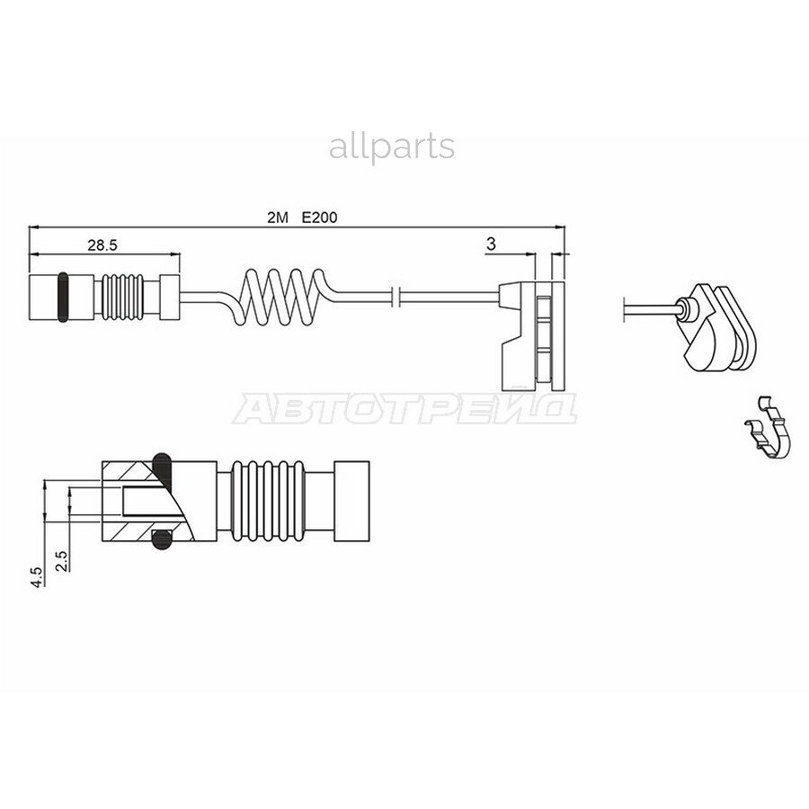 SAT ST-142-0001 Датчик износа тормозных колодок перед/зад MERCEDES SPRINTER 95-06/ VITO 96-03