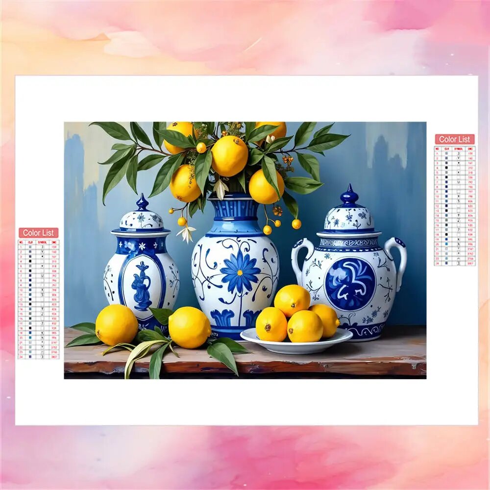 AZQSD алмазная живопись лимонные фрукты кухонный цветок полная квадратная круглая дрель рукоделие мозаика вышивка украшение дома