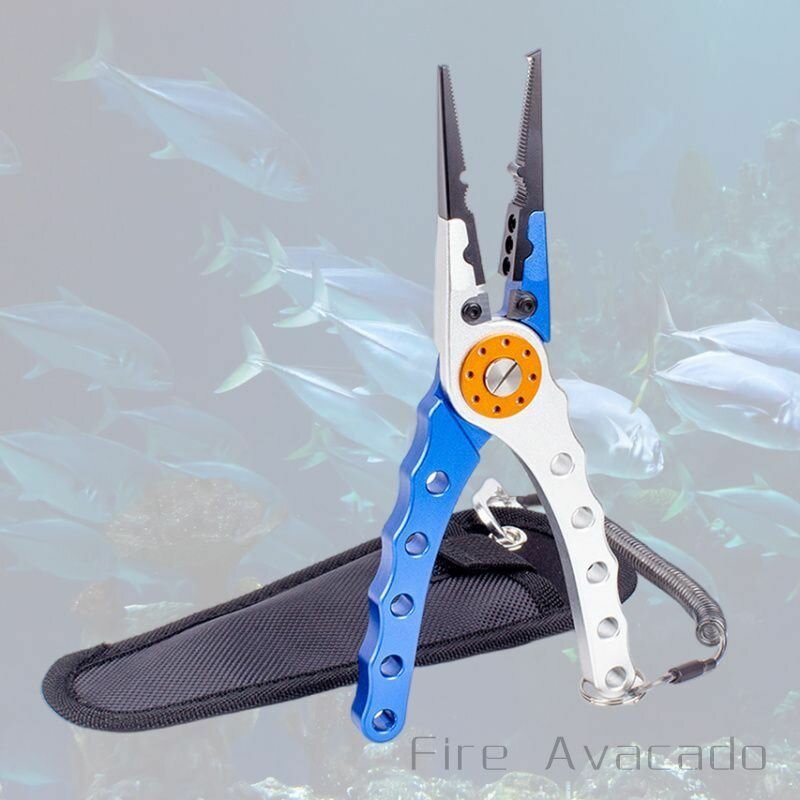 Плоскогубцы рыболовные ножницы+крепление с карабином+чехол, щипцы для заводных колец / Обжимной инструмент для рыбалки/ Кусачки для плетёной лески