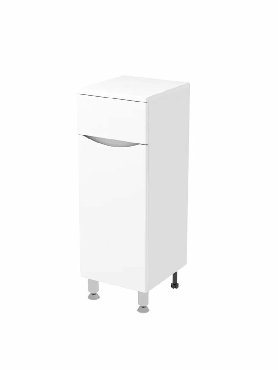 Комод, тумба для ванной комнаты, Fauraplus Анита 40 с полками, левый, белый, глянцевый