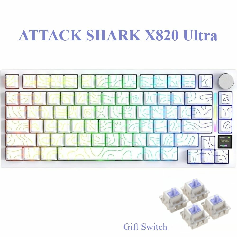 ATTACK SHARK X820 Ultra Беспроводная механическая клавиатура с интеллектуальным TFT-дисплеем и ручкой (Gift Switch)