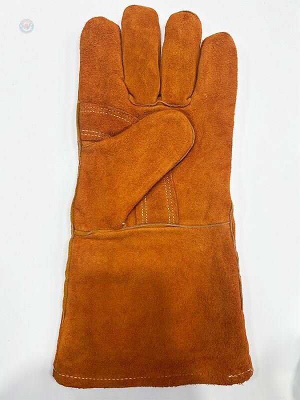 Краги сварщика из натуральной коровьей кожи, термостойкие перчатки для сварки, барбекю, гриля и домашних работ, длинный рукав 16 дюймов, защита от огня и жары