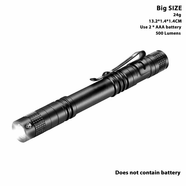 Фонарик LED, 500 Люмен, 13.2*1.4*1.4см, 2xAAA