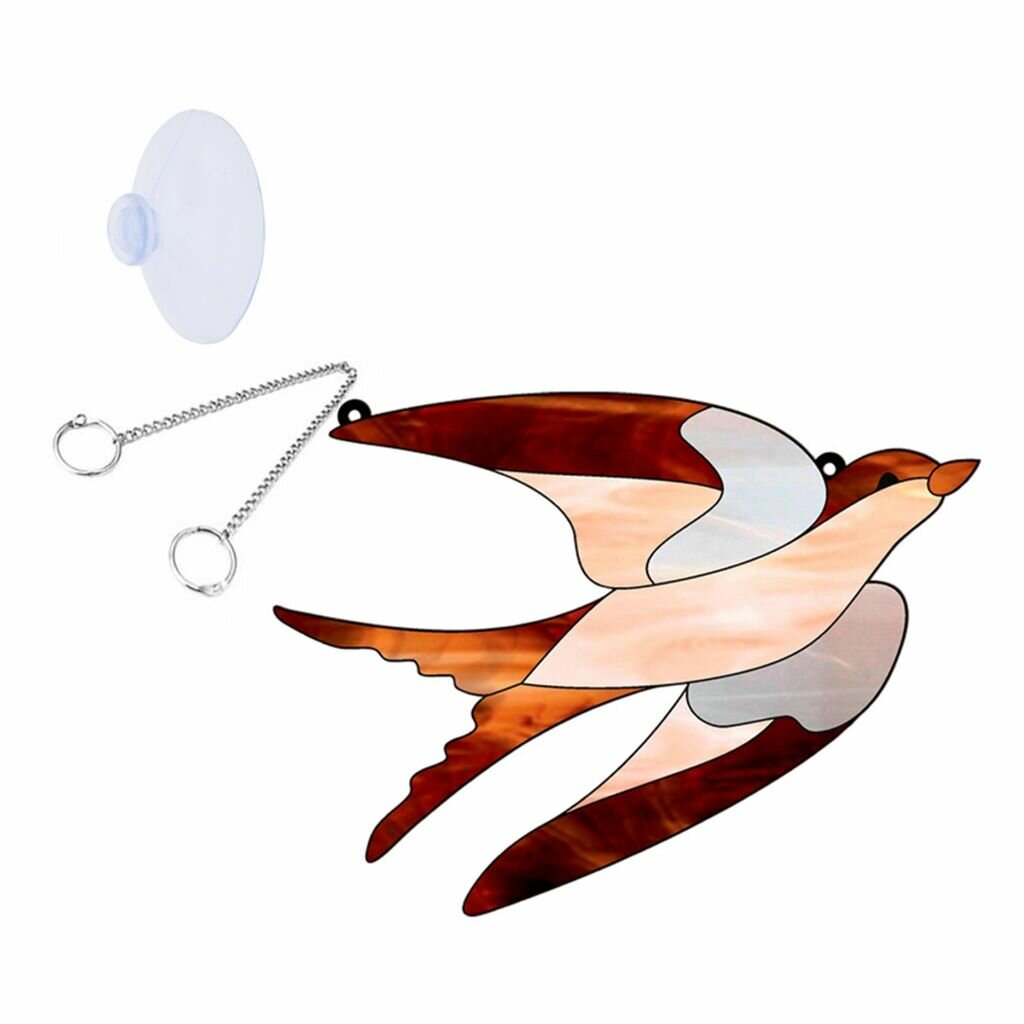 Витражные птицы, подвешиваемые к окну с акриловым мультяшным орнаментом