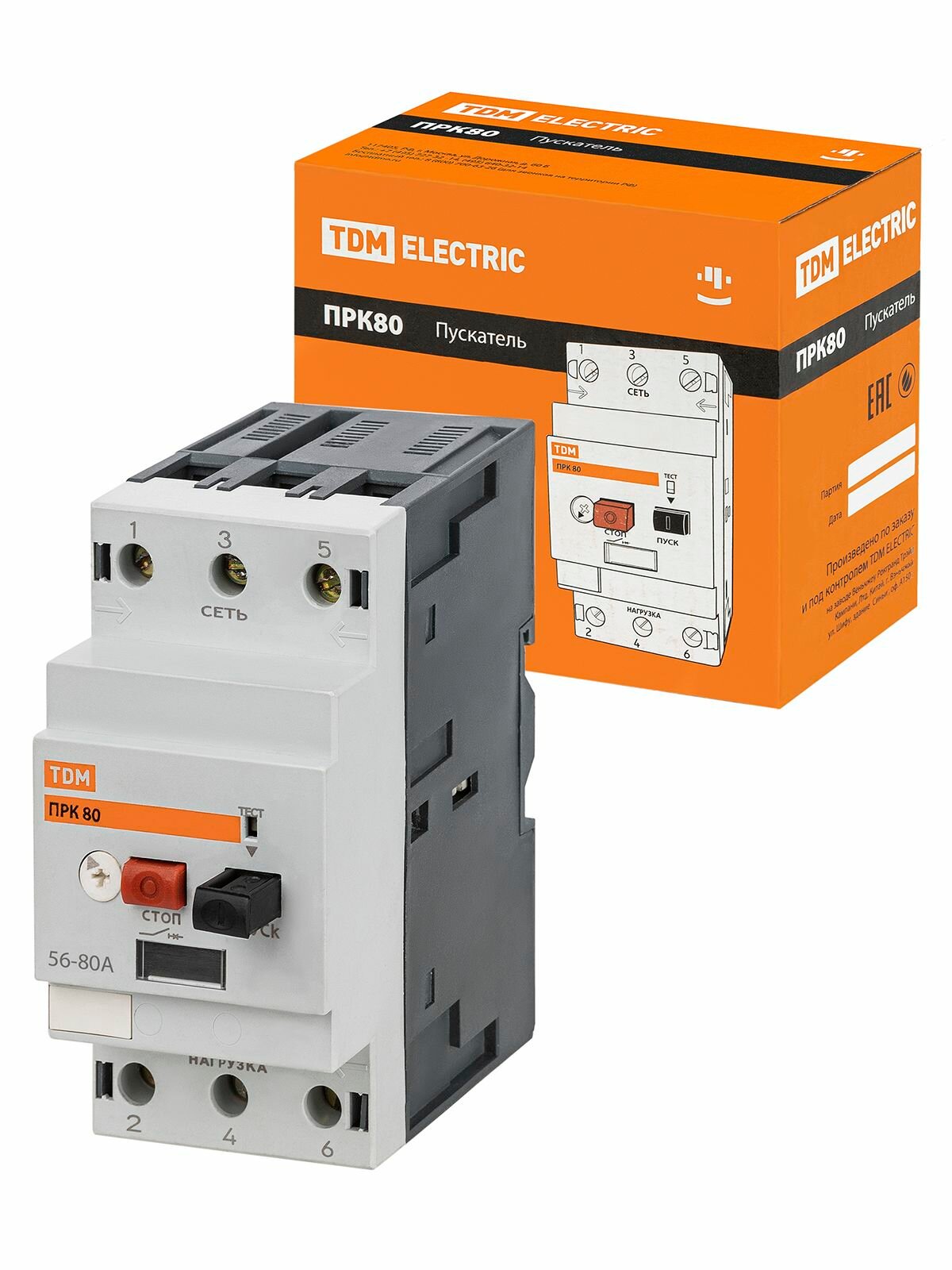 Пускатель ПРК80-80 In80A Ir56-80A Ue 660В TDM