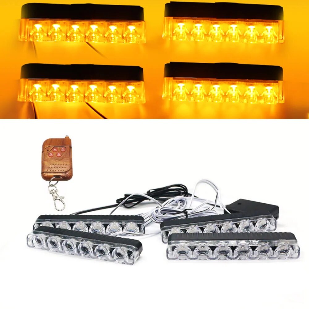 4x6 Светодиодные Стробоскопы Для Автомобиля, Аварийный Полицейский Фонарик, Желтый, Красный, Синий, Белый