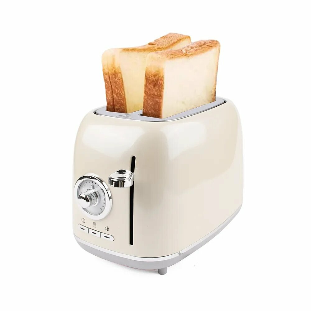 Xiaomi YouPin DMWD Тостер Ретро-внешний вид, Тостер электрический, сэндвич-гриль,2 ломтика, автоматическая машина для выпечки завтрака,7 уровней нагрева, широкие пазы могут вмещать различных размеров тостов 750 Вт тостов - 2, кремовый