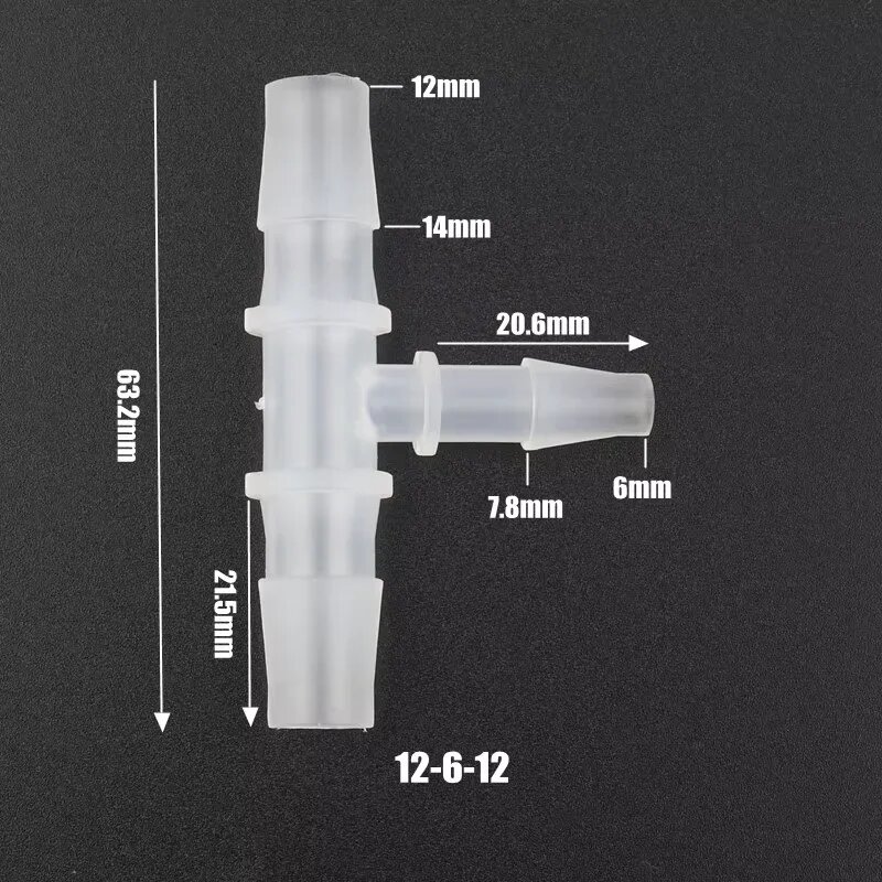 Редукционные фитинги пластиковые 6-4-6mm, 10 шт.
