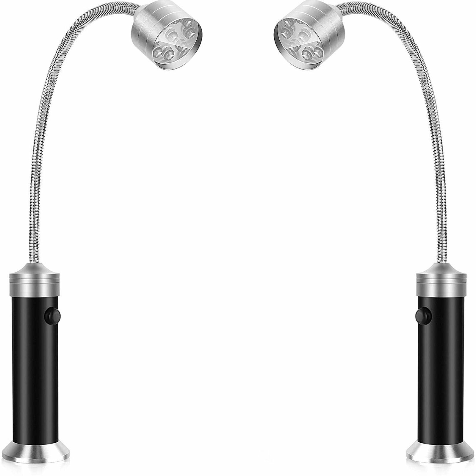 Лампа для барбекю, аксессуар для гриля с магнитной базой, гибким горлом 360 градусов, водонепроницаемая и термостойкая, черного цвета, в комплект входят батарейки, 2 штуки, для отдыха на природе, кемпинга, путешествий, изготовлена из металла, упакована в