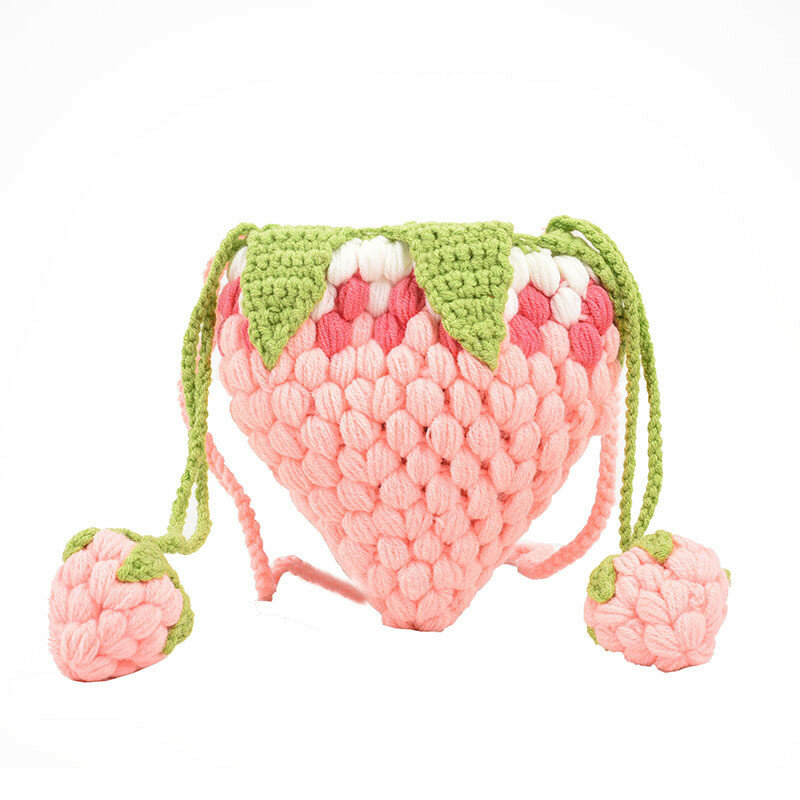 Сумка вязаная из плюша с клубничным дизайном для детей с дышащей тканью и яркими узорами kit, pink