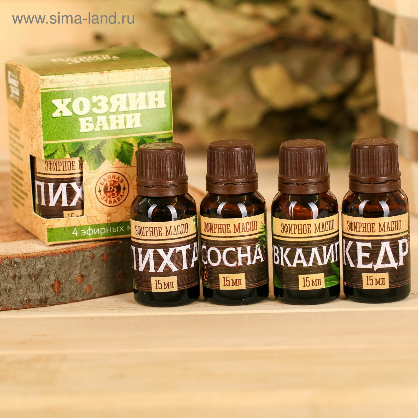 Набор 4 эфирных масла 15 мл "Хозяин бани!", группа ароматов: древесные