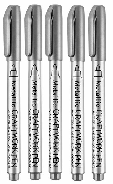 Металлические перманентные маркеры Craftwork Pen, серебро, 5 шт