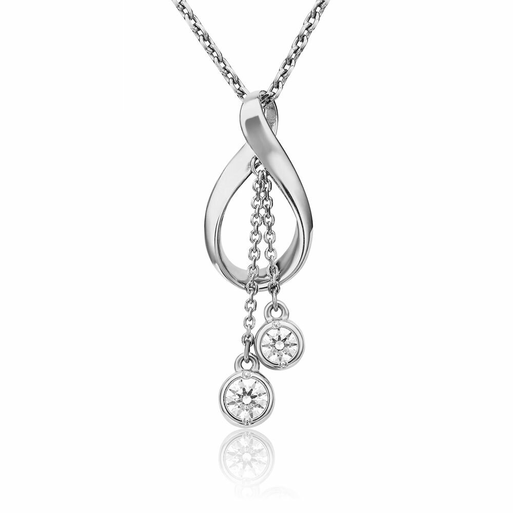 Подвеска, белое золото, 585 проба, родирование, фианит