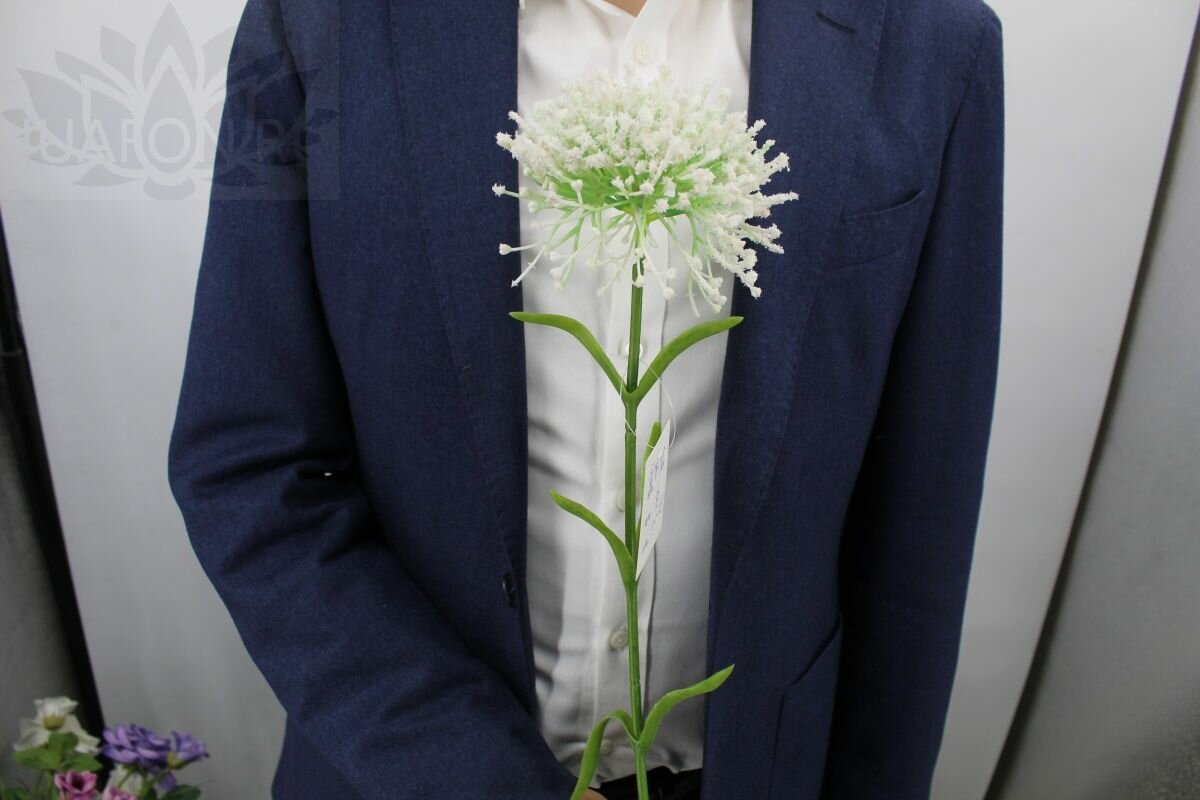 Искусственные цветы премиум для кашпо новогоднего декора и интерьера дикий Лук одуванчик 3 ветки белый