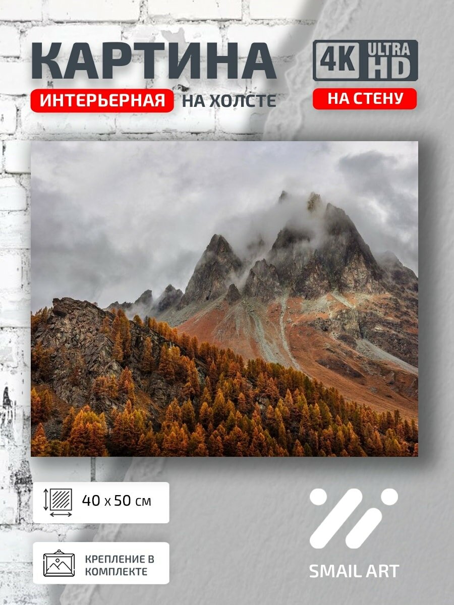 Картина на холсте интерьерная 40 на 50 на стену Горы Лес для спальни пейзаж