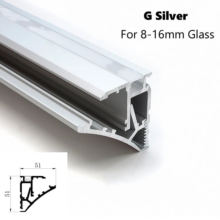Стеклянный слой, светодиодный алюминиевый профиль для шкафа 5 мм, 8 мм, 10 мм, 12 мм, стеклянная полка, шина, зажим, лампа, подсветка, витрина, полоса света