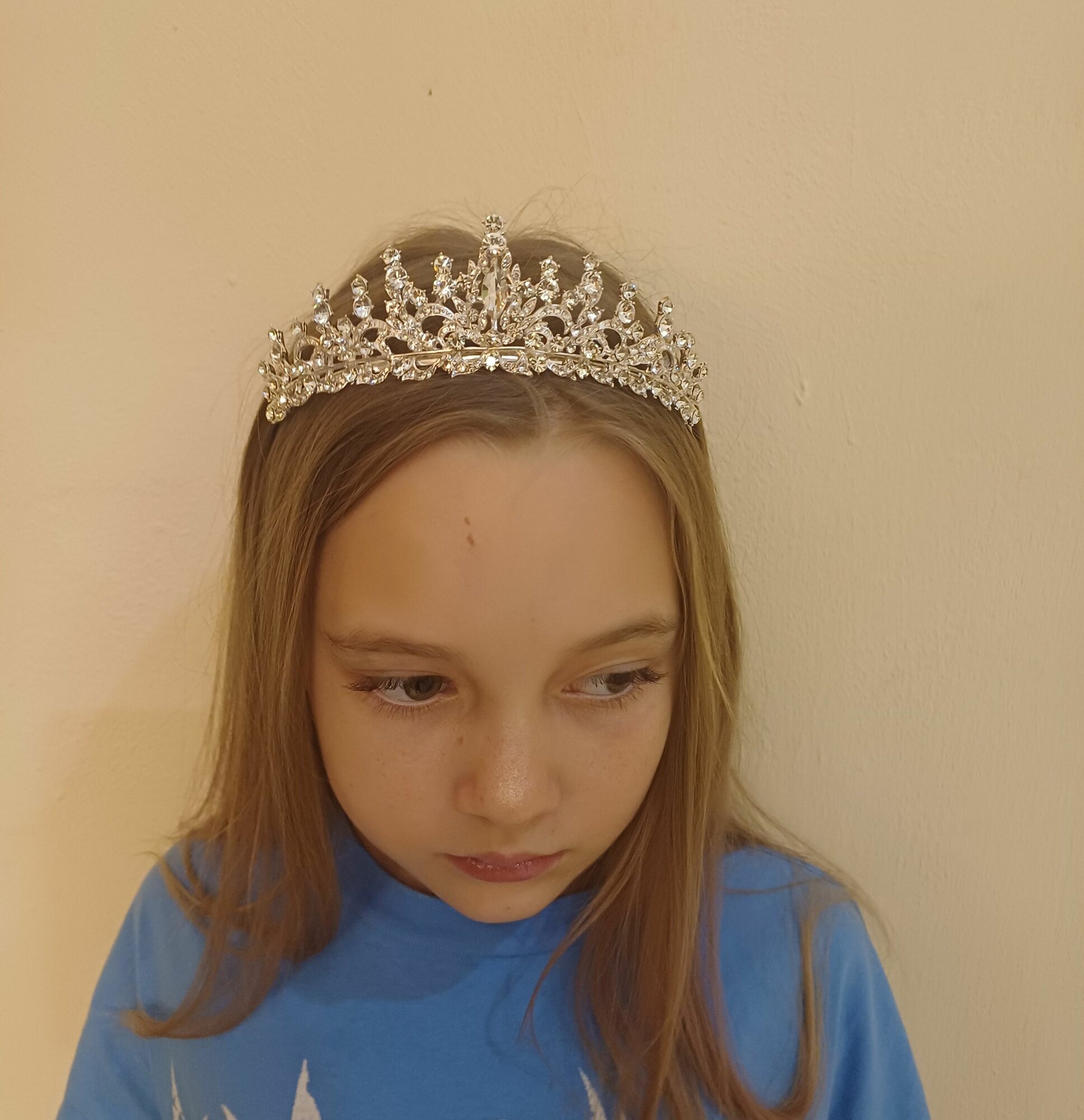 Праздничная корона для девочки, диадема для девочки со стразами серебрянного цвета