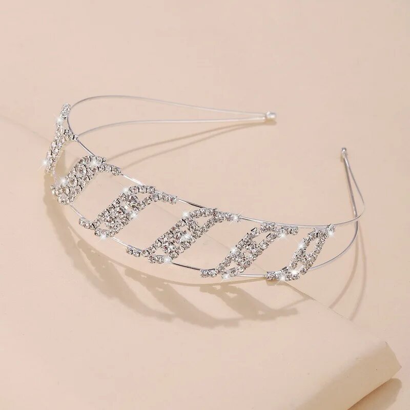 Серебристая повязка на голову с горным хрусталем, Metal color: 1