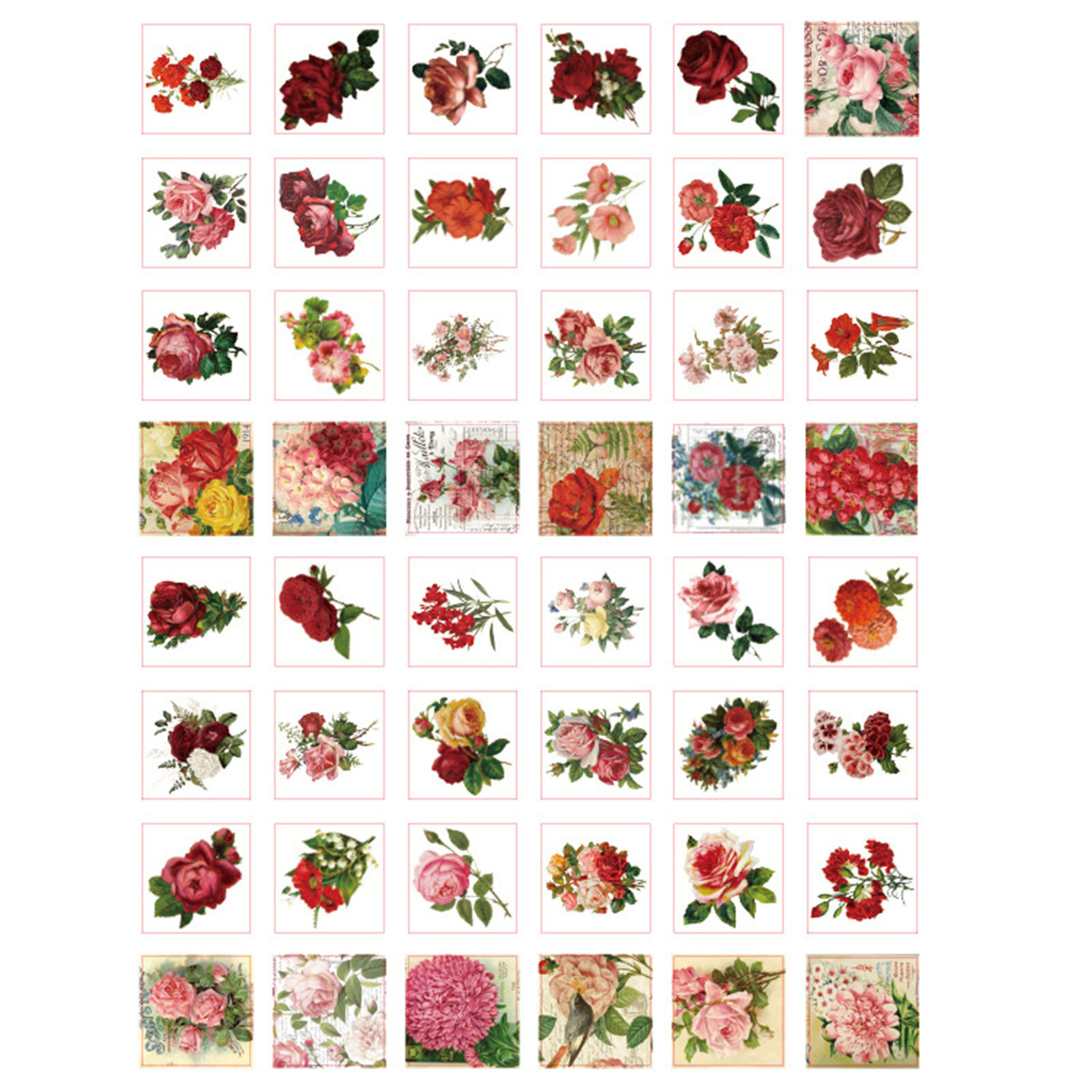 100 шт. Наклейки с цветами для украшения дневников, планеров и скрапбукинга, декоративные стикеры для DIY, тема 1