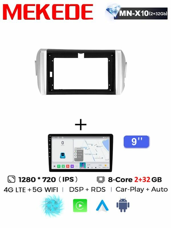 Магнитола 9" Mekede MN X10 Pro 2/32 Gb Toyota Innova 2 2015-2022 carplay