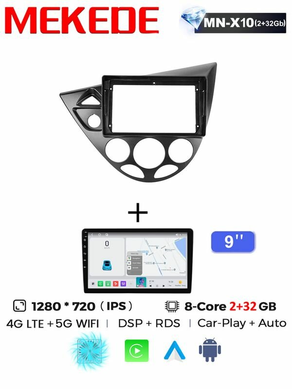 Магнитола 9" Mekede MN X10 Pro 2/32 Gb Ford Focus 1 1998-2005 carplay