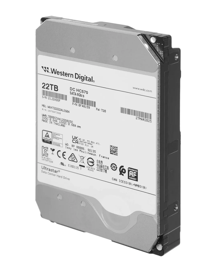 Жесткий диск Western Digital Ultrastar DC HC570 22ТБ, 3.5", SATA, 7200 об/мин