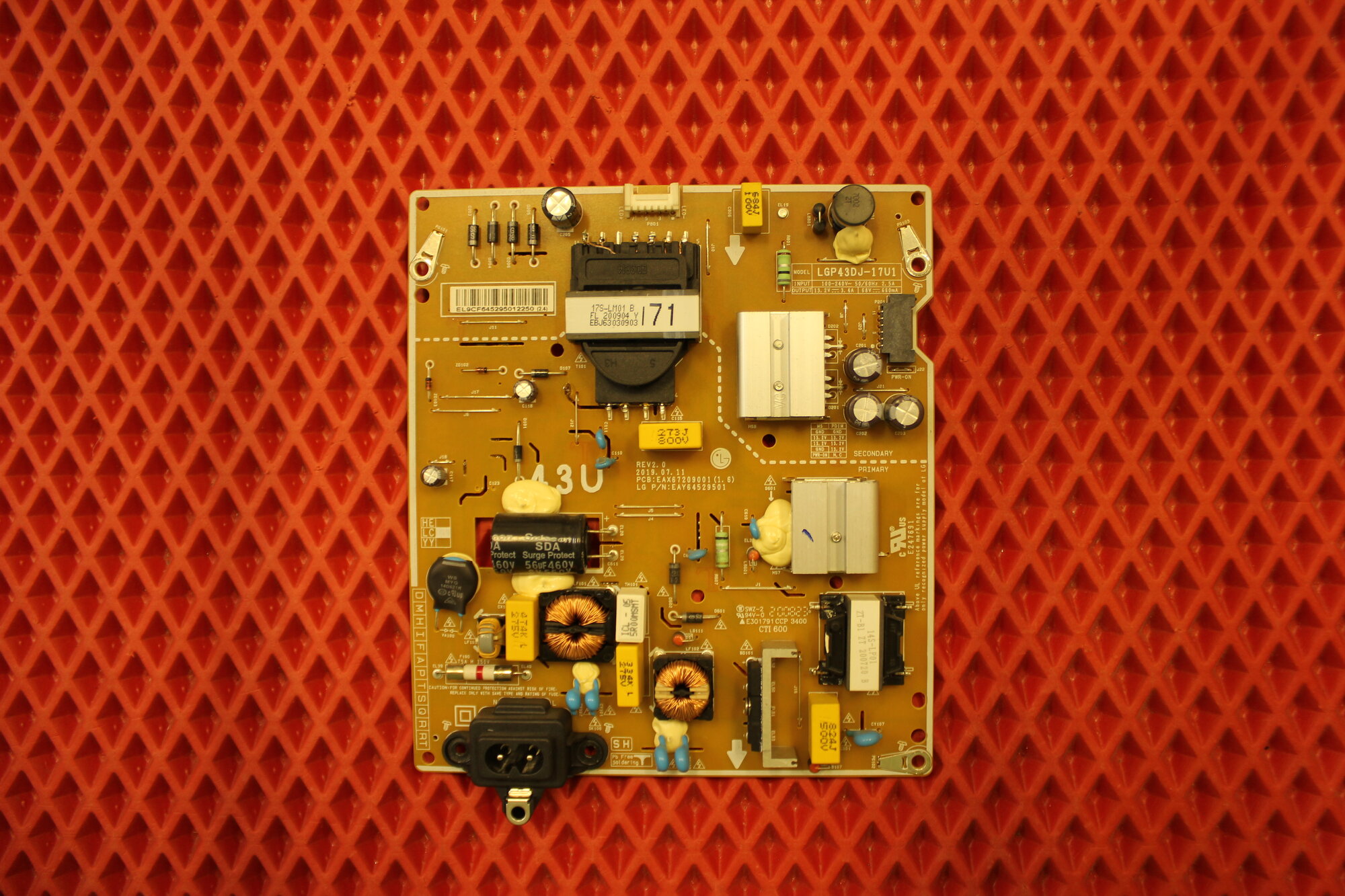 Блок питания (PSU) EAX67209001 (1.6) для телевизора LG 43UM7020PLF-HL90 в надёжной упаковке